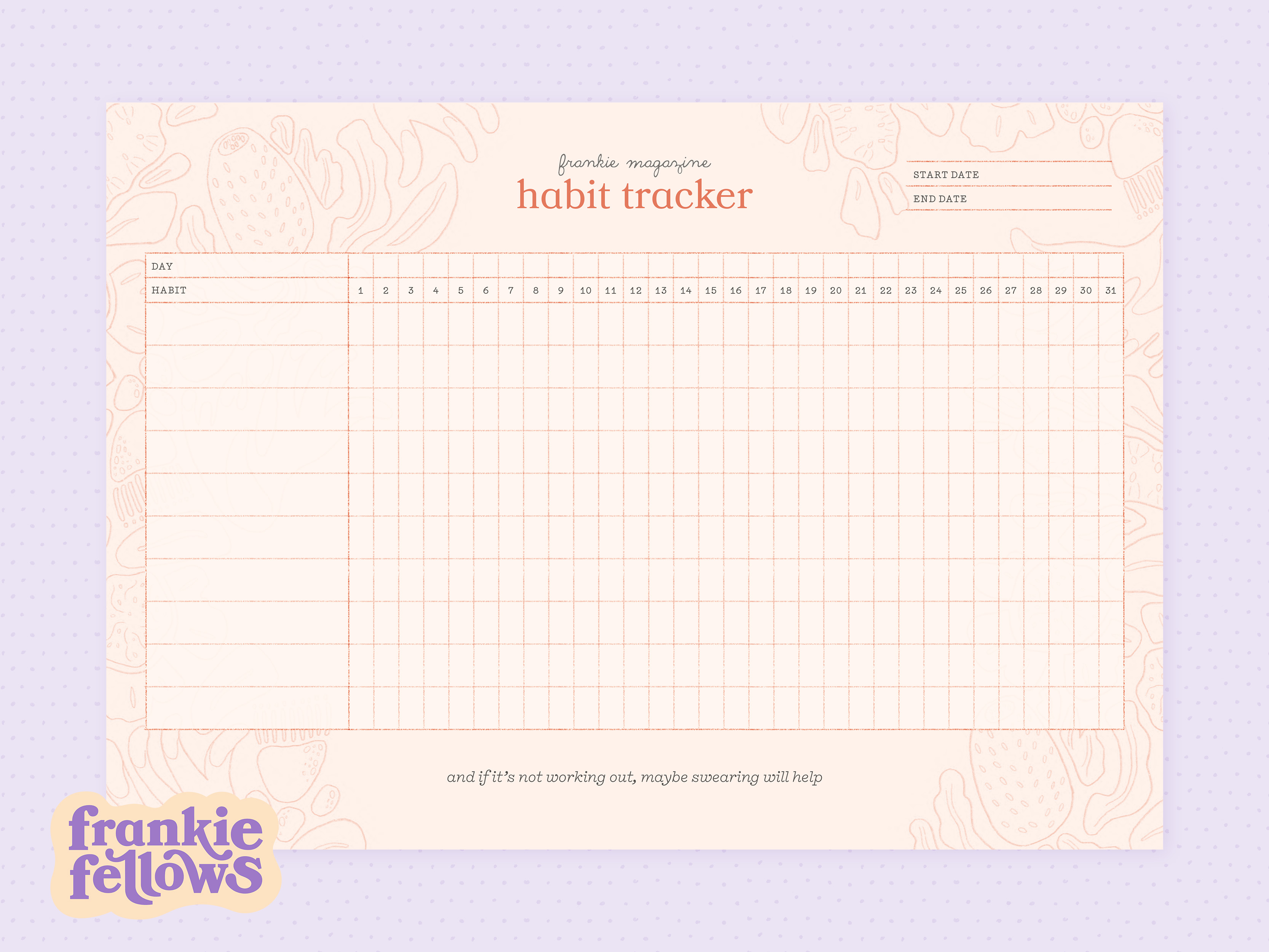 download this handy habit tracker • frankie fellows • frankie magazine ...