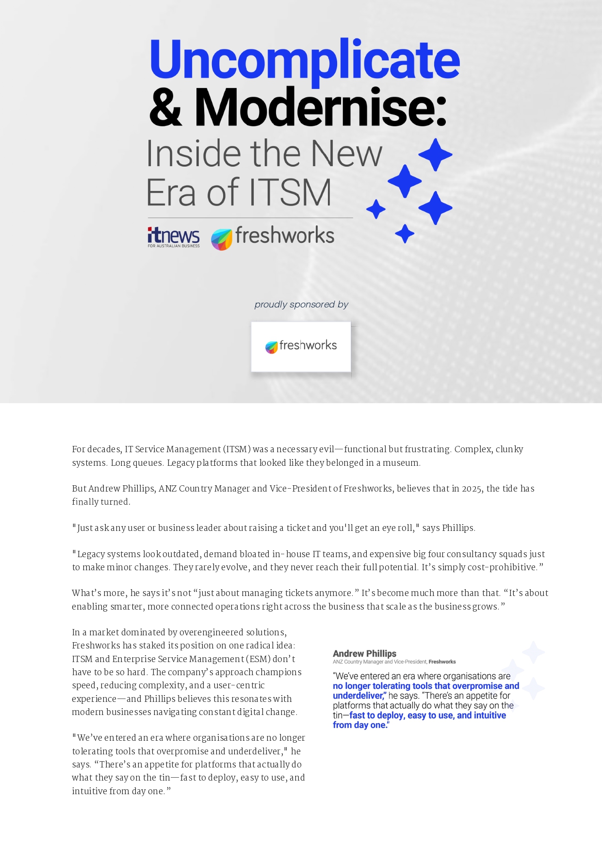 Transform IT Service Delivery with Freshworks ITSM - Whitepapers - iTnews