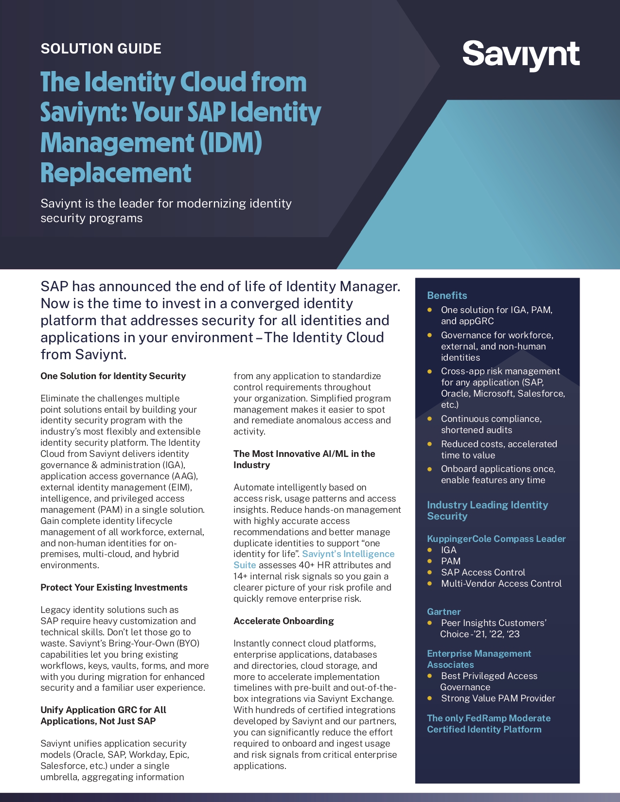 Modern Identity for SAP and Beyond: Replace SAP IDM with Saviynt ...
