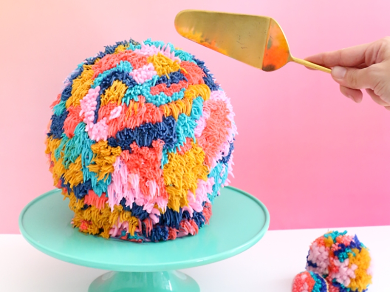 diy giant pom pom cake • food • frankie magazine • australian fashion ...