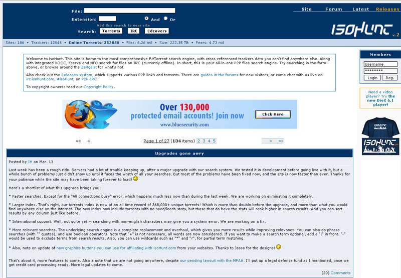 IsoHunt service suspended: blames ISP, MPAA - iTnews