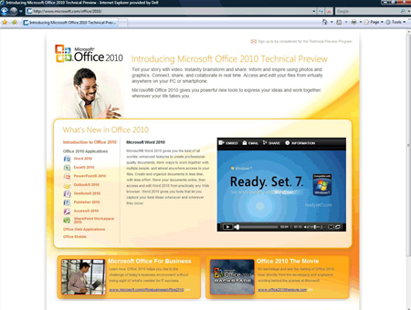 Microsoft posts half-baked Office 2010 site - iTnews